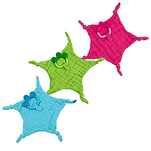 green sprouts Muslin Blankie Teether made from Organic Cotton | Soothes gums & promotes healthy oral development | Multiple textures massage gums, wet knots for extra relief, Easy to hold & chew
