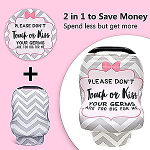 Metplus No Touch Sign Car Seat Cover for Babies, Mom Nursing Covers Breastfeeding Scarf, Multi Use Infant Carseat Canopy for Newborn Carrier/Stroller/Shopping Cart, Baby Shower Gifts for Boy Girl