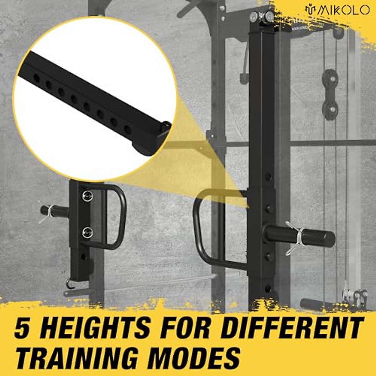 Mikolo Jammer Arms for Power Cage,2"x2" Power Rack, Adjustable Lever Arm Power Rack Attachment for Home Gym Attachments & Accessories,Fit for 1" Holes, 50x50mm, F4 K6 Rack & M4 Smith Machine
