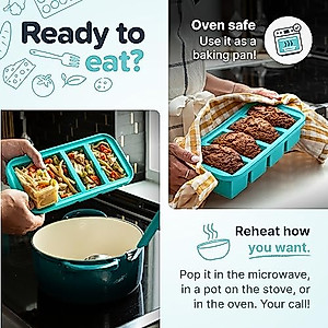 Souper Cubes 2-Cup Extra-Large Silicone Freezer Tray with lid- 2 pack - makes 4 perfect 2 cup portions - freeze soup, stew, sauce, or meals (2 Cup tray, Aqua color, pack of 2, with lids)