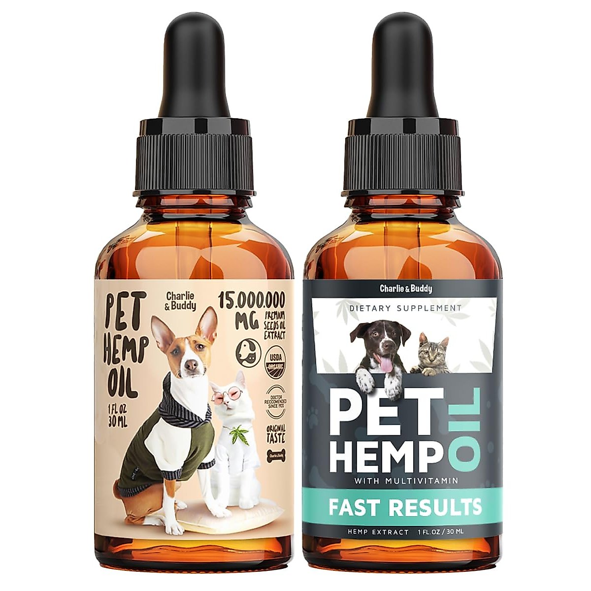 Charlie & Buddy Hеmp Оil for Dogs Cats - Helps Pets with Аnxiеty, Pаin, Strеss, Slееp, Аrthritis, Sеizures Rеlief - Нiр Jоint Hеalth - Cаlming Trеats