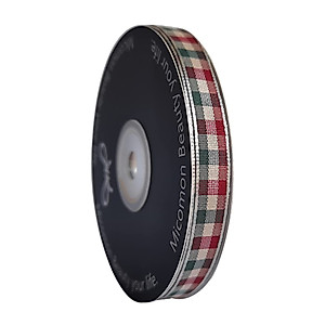 Micomon Red and Green Gingham Ribbon Buffalo Ribbon Checkerd Christmas Ribbon 25 Yards Each Roll 100% Polyester (3/8",RedGreen)