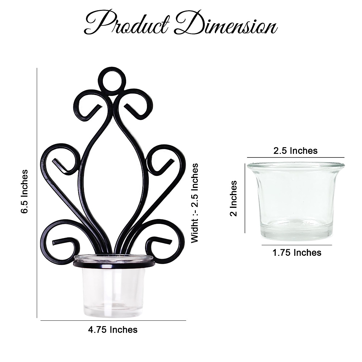 Hosley Iron Angel Wall Sconce Set - 7.68" Tea Light Candle Holders Pair of Decorative Iron Sconces for Home Decor Angel Wing Design Set of 2