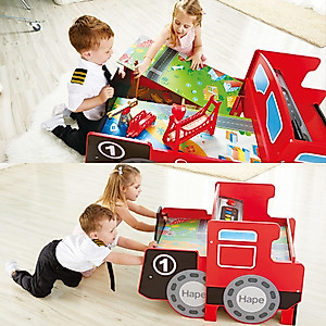 Hape Busy City Rail Set, Ride-On & Foldable Engine Table