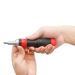 SHARDEN Ratchet Screwdriver 13-in-1 Ratcheting Screwdriver Set Multi Screwdriver Tool All in One with Torx Security, Flat Head, Phillips, Hex, Square and 1/4 Nut Driver