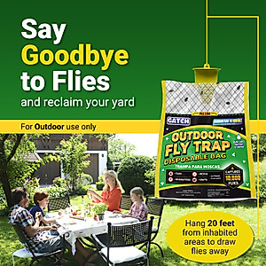 Outdoor Fly Trap Bags (5 Pack), Disposable, Hanging Fly Catcher with Bait, Outdoor Use Fly Hunter Repellent Control Catcher Killer, Flies Trap for Barn, Farm, Mosquito, Bugs, Gnats, Ready to Use