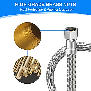 Universal Flexible Toilet Connector, 49-Inch x 3/8" Comp x 7/8" BC, Premium Braided Stainless Steel Toilet Water Supply Connector Line with Anti-Leaking Brass Nut
