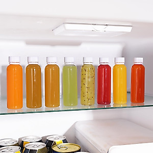 Moretoes 20pcs 2oz Small Plastic Beverage Bottle, Clear Juice Bottle with Lid, Reusable Leak-proof Containers with Cap for Juices, Ginger Shot, Shampoos and Other Liquids