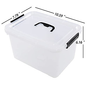 Hommp 5 Liter Clear Storage Box, 4-Pack Plastic Latching Box with Lid