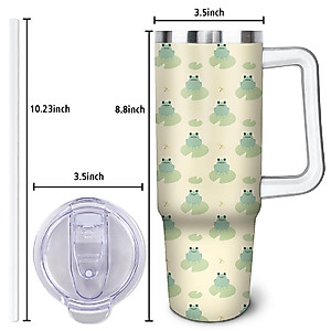 puhnhsv 30 oz Frog Tumbler with Handle and Straw, 30oz Insulated Stainless Frog Tumbler Coffee Travel Mugs Cup Water Bottle Frog Lovers Gifts for Women Girls