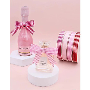 WANVISLIN Red Gingham Ribbon, 3/8 inch X 50 Yards Red and White Thin Craft Ribbon, Red Buffalo Checker Ribbon for Hair Bows,Gift Wrapping,Picnic,Crafts,Accessories