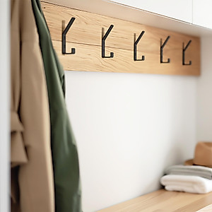 Decorative Coat Hooks For Wall Mount Set of 5 - Stylish and Sturdy Black Metal Double Hooks Are Perfect To Hang Your Jackets, Towels Or Hats - A Modern Addition To Any Farmhouse or Minimal Home Decor