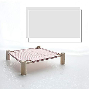 NP Elevated Small Size Pet Cot, Portable Raised Dog and Cat Bed, Disassembled and Assemble,Use Nature Wood and Washable Cotton Cloth,for Pets Under 40Ibs19 x 21 X 5 Inches (Grey and White)