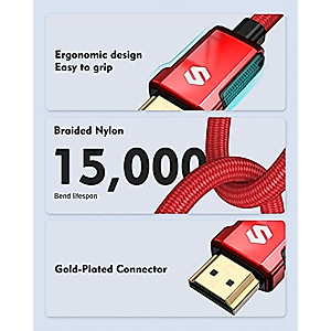 Silkland 4K HDMI ARC Cable for Soundbar, 4K 60Hz HDMI 2.0 Cable 6.6ft, (18Gbps, ARC, HDCP 2.2, HDR, 3D), High Speed 4K Ultra HD, Compatible for Samsung, Vizio, Sono, Bose, LG Sound bar, UHD TV, Red