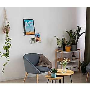 HAYVAN Clear Acrylic Shelves with Lip Set of 2 - Durable Wall Bookshelf for Kids - Floating Shelf Decoration & Storage for Figures/Collectibles/Makeup/Small Plants/Magazines/Toys (10 Inches)