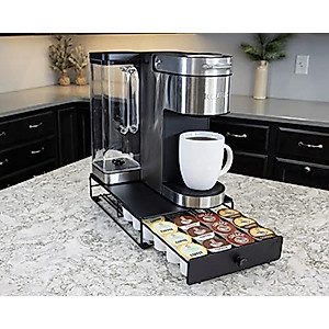 Nifty Coffee Pod Mini Drawer – Black Finish, Compatible with K-Cups, 24 Pod Pack Holder, Non-Rolling, Under Coffee Pot Storage, Sliding Drawer, Home Kitchen Counter Organizer