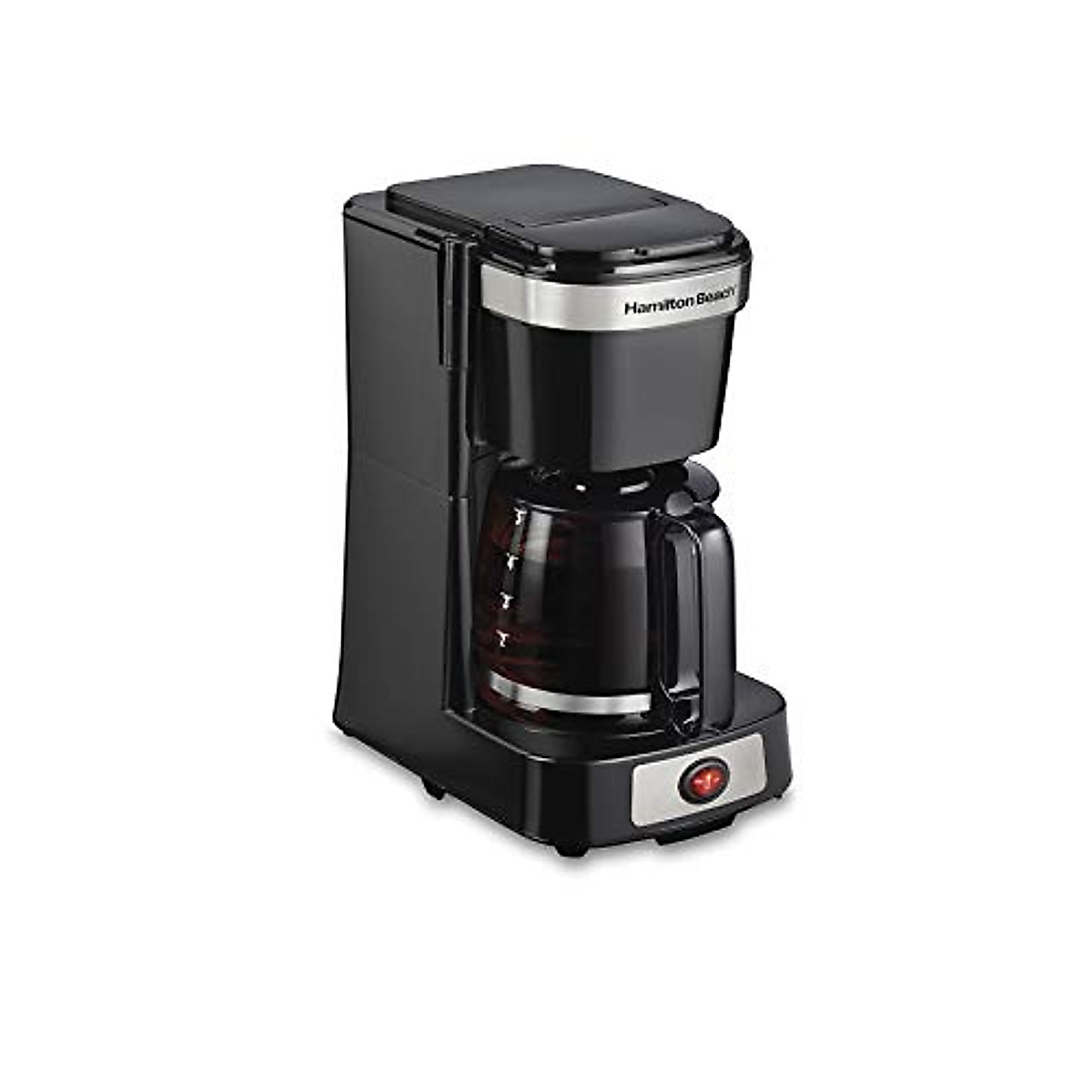 Hamilton Beach 5 Cup Compact Drip Coffee Maker, Works with Smart Plugs, Glass Carafe, Auto Pause and Pour, Black & Stainless Steel (46110)