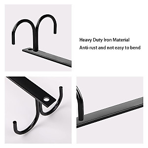 Fvstar 2pcs Mugs Holder Under Cabinet,Coffee Cups Hooks Under Shelf,Metal Mugs Drying Racks,Iron Mugs Hanging Organizer,Under Cabinet Hanger for Mugs,Kitchen Utensils,Black