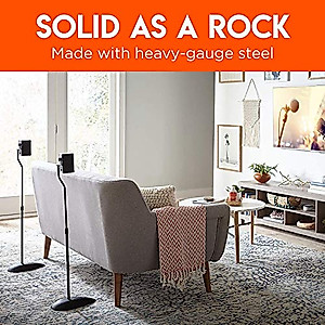 ECHOGEAR Speaker Stands Pair - Height Adjustable with Universal Compatibility - Works with Vizio, Klipsch, Bose, Sony & More - Includes Built-in Cable Management - Great for Surround Sound Setups