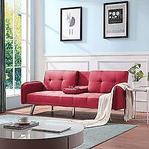 ERDAYE 64 inches Modern Loveseat Sofa, Red