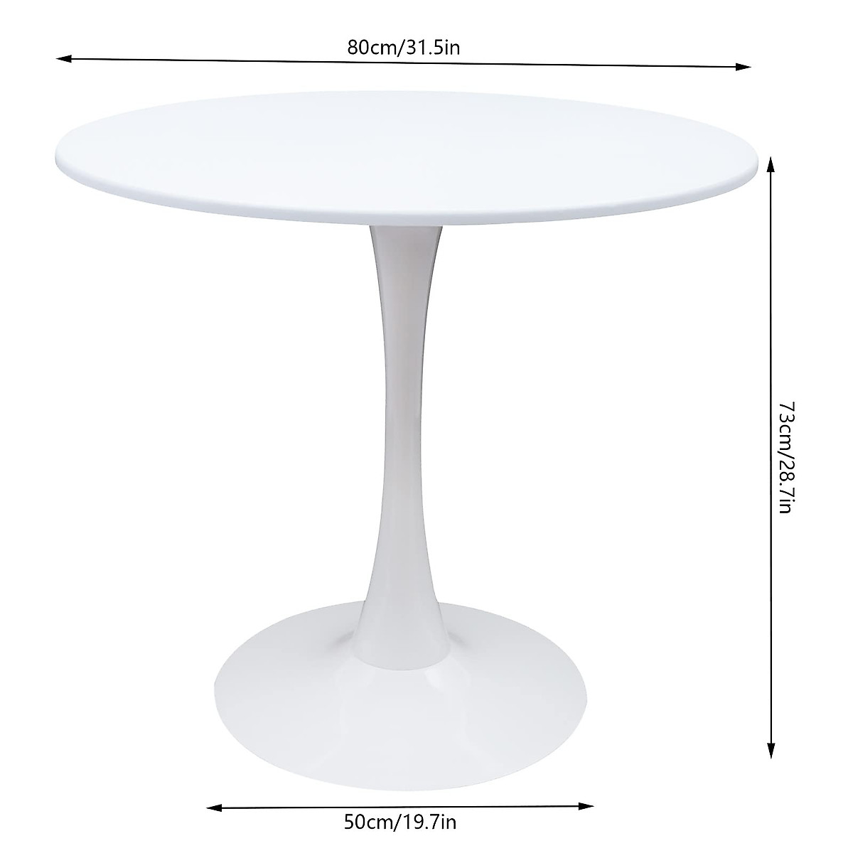 LIYUANJUN 31.5" Round Dining Table, Pedestal Table Mid Century Coffee Table End Side Table for Office Bar Hotel Living Room Sturdy Pedestal 165 Pounds Load-Bearing Capacity