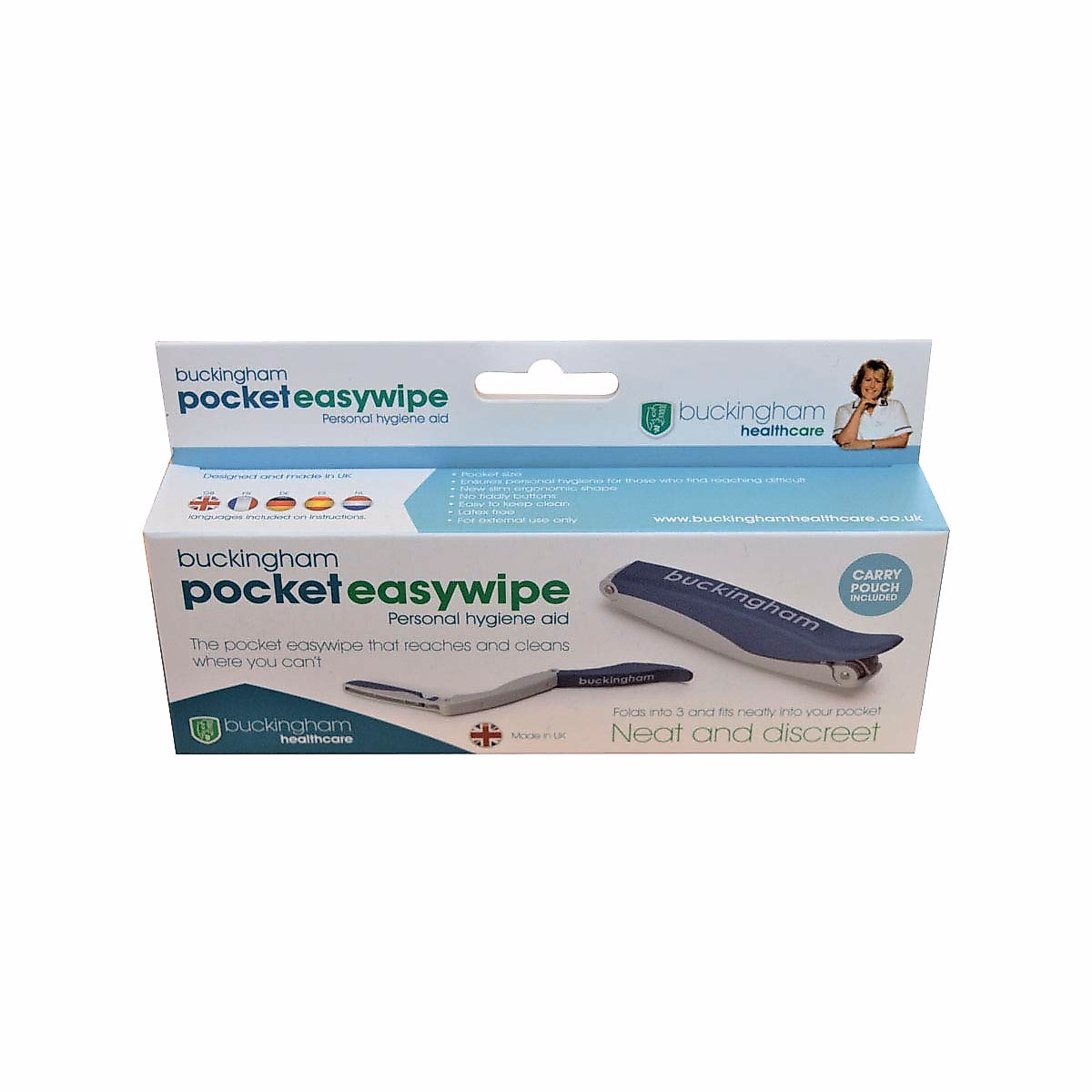 Buckingham Pocket Easywipe Bottom Wiper, Disability Aids for The Home, Toilet Aids for Wiping for Disabled and Elderly, Bottom Wipers for Disabled, Personal Hygiene Aid Foldable Travel Accessory