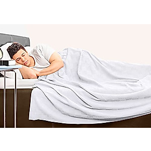 Utopia Bedding 100% Cotton Blanket (Queen Size - 90x90 Inches) 350GSM Lightweight Thermal Blanket, Soft Breathable Blanket for All Seasons (White)