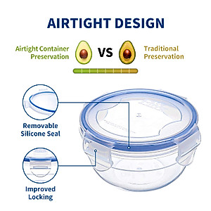 KIGI [ 6 PACK 20.3oz/10.1oz Plastic Mixing Bowls Set with Lid Leakproof Food Storage Container Set Portion Control Containers