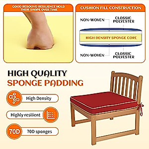RULAER Patio Chair Cushion 20X20X4 Inch Outdoor Waterproof Seat Cushions Indoor Firm Yet Comfortable Square Dining Chair Pads Double Piping Washable Chair Pad (20x20x4（1pc）, Red)