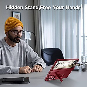 for Samsung Galaxy Z Fold 5 Phone Case: Lightweight Sleek Stylish Phone Stand Case - Hinge Protection Slim Case with Screen Protector Phone Cover for Samsung Z Fold 5 5G 2023 - Red