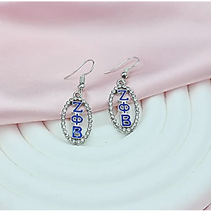 Rhinestone ZPB Earrings for Women Girls Sorority Paraphernalia Gift Greek ZPB Jewelry Sorority Earrings 1920 Finer Women Gift (ZPB Drop Earrings)