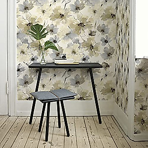 JiffDiff Watercolor Flower Peel and Stick Wallpaper Floral Peel and Stick Wallpaper Honey Wheat Yellow Wallpaper Stick On Wallpaper