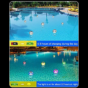 Floating Pool Light, Solar Powered Lamp, Outdoor Landscape Lighting Ball Lights for Swimming Pool Garden Patio Lawn (Clear)