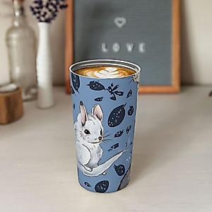 GTKSYNVE Reusable Coffee Mug with Lid and Handle, Blue Chinchillas And Moon Tumbler for Hot & Cold Drinks 16oz Stainless Steel Insulated Coffee Tumblers Double Wall Vacuum Thermal Cup