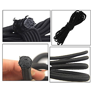20pcs Plastic Cord Locks with 1/8-Inch 50ft Elastic Cord Heavy Stretch Round String, 10Pcs Sing-Hole, 10pcs Double-Hole Spring Toggle Stopper Slider Black (3mm-Black)