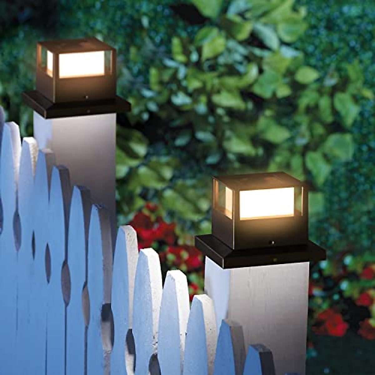 Viewsun 12 Pack Solar Post Cap Lights, Outdoor Garden Solar Powered Fence Post Cap Lights with SMD LEDs Waterproof Light Decorative for Fence Deck or Patio Decor, Fits 4x4, 5x5 or 6x6 Wooden Posts