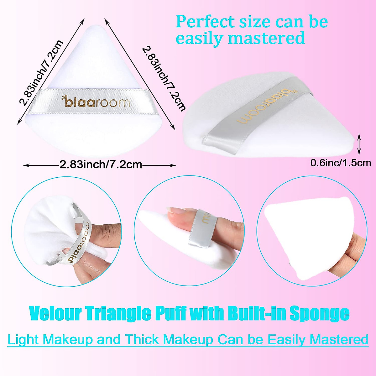 8 Pieces Powder Puff for Face Soft Triangle Makeup Puffs Velour Powder Puff for Contouring Eyes and Corners,Wet Dry Beauty Cosmetic Makeup Tools