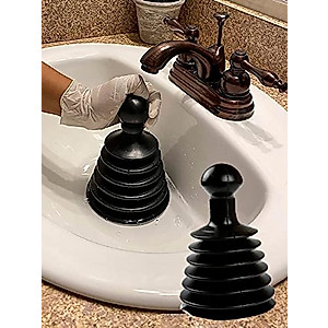 Plunger Mighty Tiny Plunger Designed for Bathroom Kitchen Sinks, Perfect for RV’s. Unclogs Fast & Easy , Black Sink and Drain Plunger for Bathrooms, Kitchens, Sinks, Baths and Showers. Small Powerful