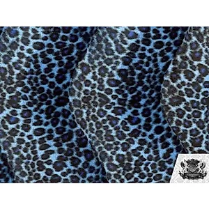 Velboa Faux/Fake Fur Cheetah Blue Fabric by The Yard