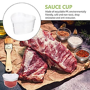 Didiseaon 50Pcs Heart Shaped Condiment Container Clear Plastic Seasoning Containers Small Boxes with Lid Bowl for Home Kitchen Takeout Use 50ml