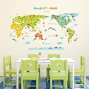 DECOWALL DL-1815 Animals of The World Kids Wall Stickers Wall Decals Peel and Stick Removable Wall Stickers for Kids Nursery Bedroom Living Room