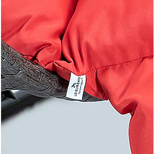 LeisureMod 2 Person Hanging Double Swing Chair, X-Large Wicker Rattan Egg Chair with Stand and Cushion for Indoor Outdoor Patio Garden (Red)