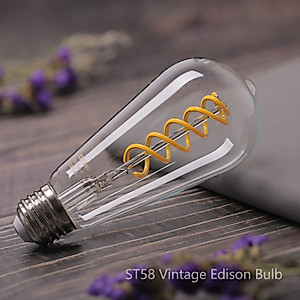 BORT 6W Vintage LED Edison Bulbs, ST58/ST19, Warm White 2700K, Antique LED Filament Light Bulbs, Dimmable, 60W Equivalent, 600LM, E26 Standard Base, Clear Glass 6W-2700K-6Pack