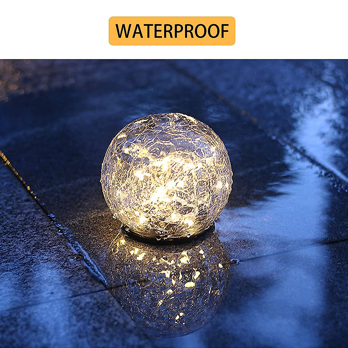 4 Solar Post Cap Lights Outdoor 2-in-1 Landscape Garden Ball Lights Cracked Glass Globe Lights Waterproof 5x5 In-Ground Spike Light for Posts Garden Yard Patio Pathway Deck Decor (Multi-Colors)