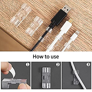 20 PCs Coax Cable Wire Organizer Clip - Cable Clips with Strong Self-Adhesive, Sticky Tidy Wire Holders Cord Clips for Wall, Lights, Desk, Baseboard Wire Management Indoor/Outdoor (Clear)