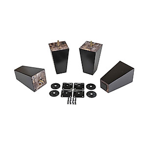 ProFurnitureParts Espresso 5.5" Tall Tapered Wood Sofa Legs w/Anti-Skid Pads, Leg Plates Included Set of 4