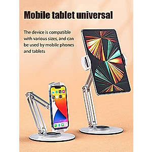 Cell Phone Stand, Adjustable Phone Holder, Rotatable 360 Degree Base Phone Stand for Desk, Adjustable Two Riser Foldable Phone Mount Compatible with iPhone Pro, XR, Plus, Samsung Galaxy, Google Pixel