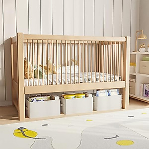 LayerSpace Storage Bins, Collapsible Storage Bins, 3 Pack Linen Fabric Storage Bins for Organization, Durable Storage Bins for Closet, Shelves, Clothes,Toys, 14.75" L*10.25" W*8" H, Beige