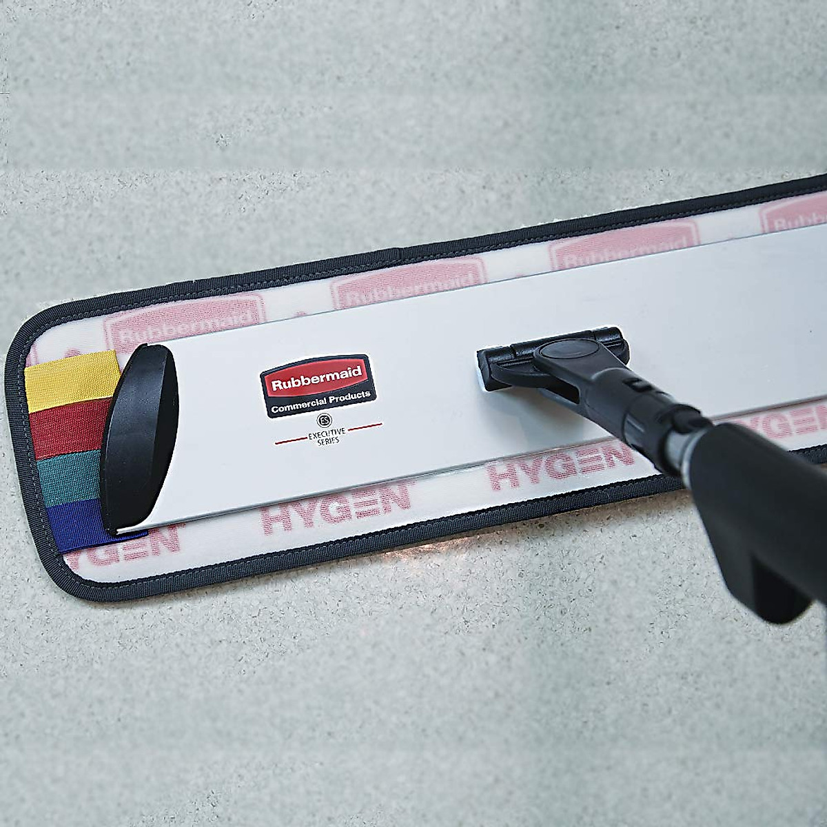 Rubbermaid Commercial Products Cleaning Cart Bag & Commercial Products Executive HYGEN Mop Quick-Connect Frame for Wet/Dry Microfiber Mopping, Fits 18in Mop Pads, Silver/Black, Handle not Included