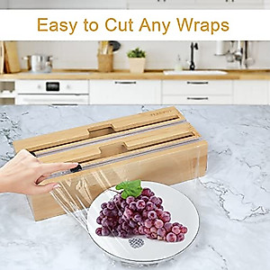 2 in 1 Foil and Plastic Wrap Organizer with Cutter,【Upgraded version】Aluminum Foil Dispenser with Cutter for Organization and Storage, Wrap Dispenser for Kitchen Drawer(Horizontal or Wall Mounted)